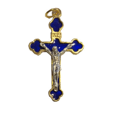 Small Gold and Colour Budded Crucifix » Catholic Devotions