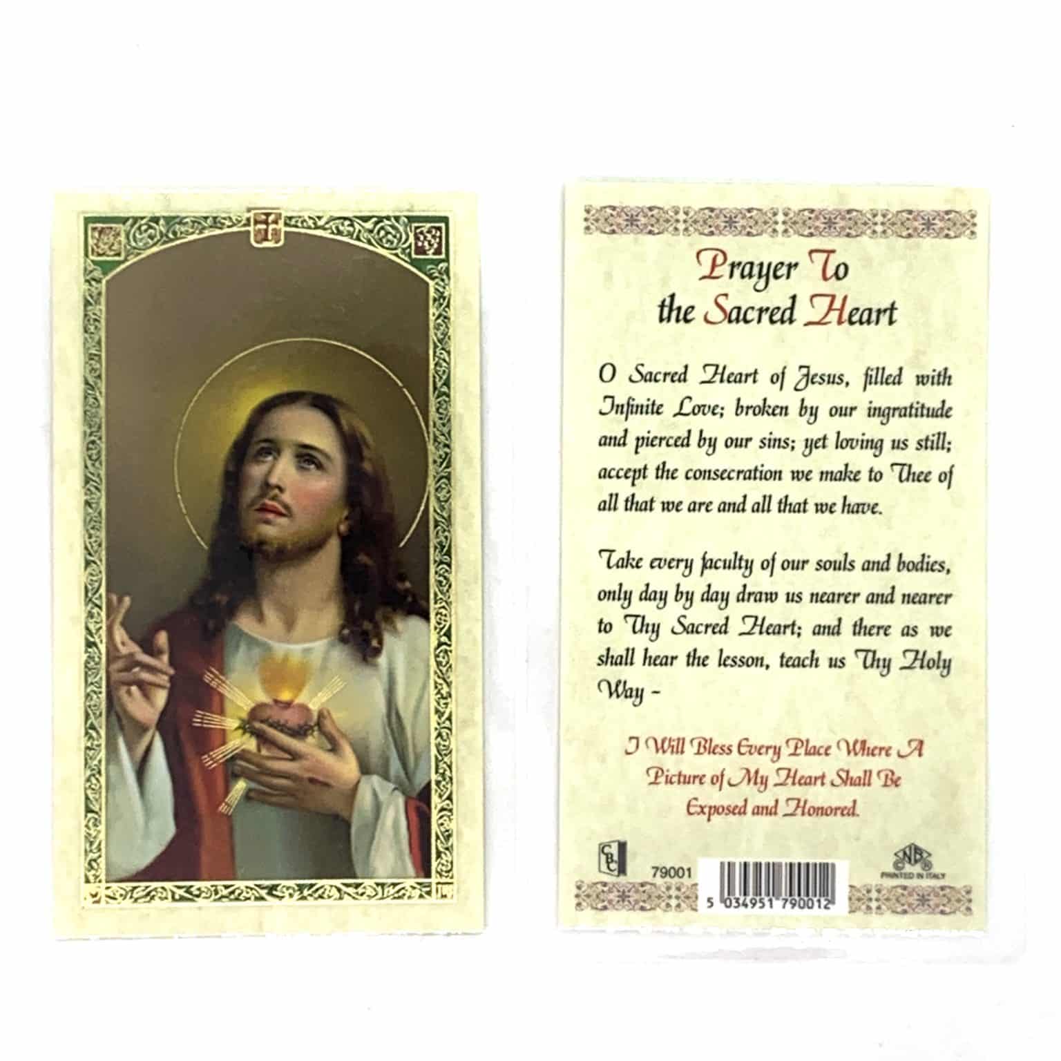 Sacred Heart of Jesus Holy Card: Laminated with Prayer » Catholic Devotions