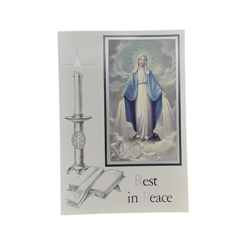 Rest in Peace Mass Card Mary of the Miraculous Medal » Catholic Devotions