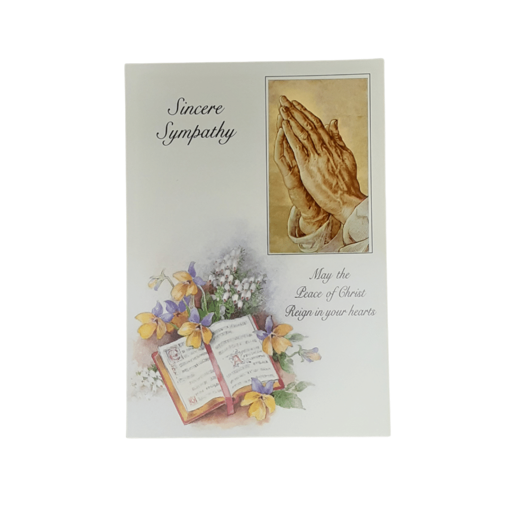 Sincere Sympathy Mass Card - Praying Hands » Catholic Devotions
