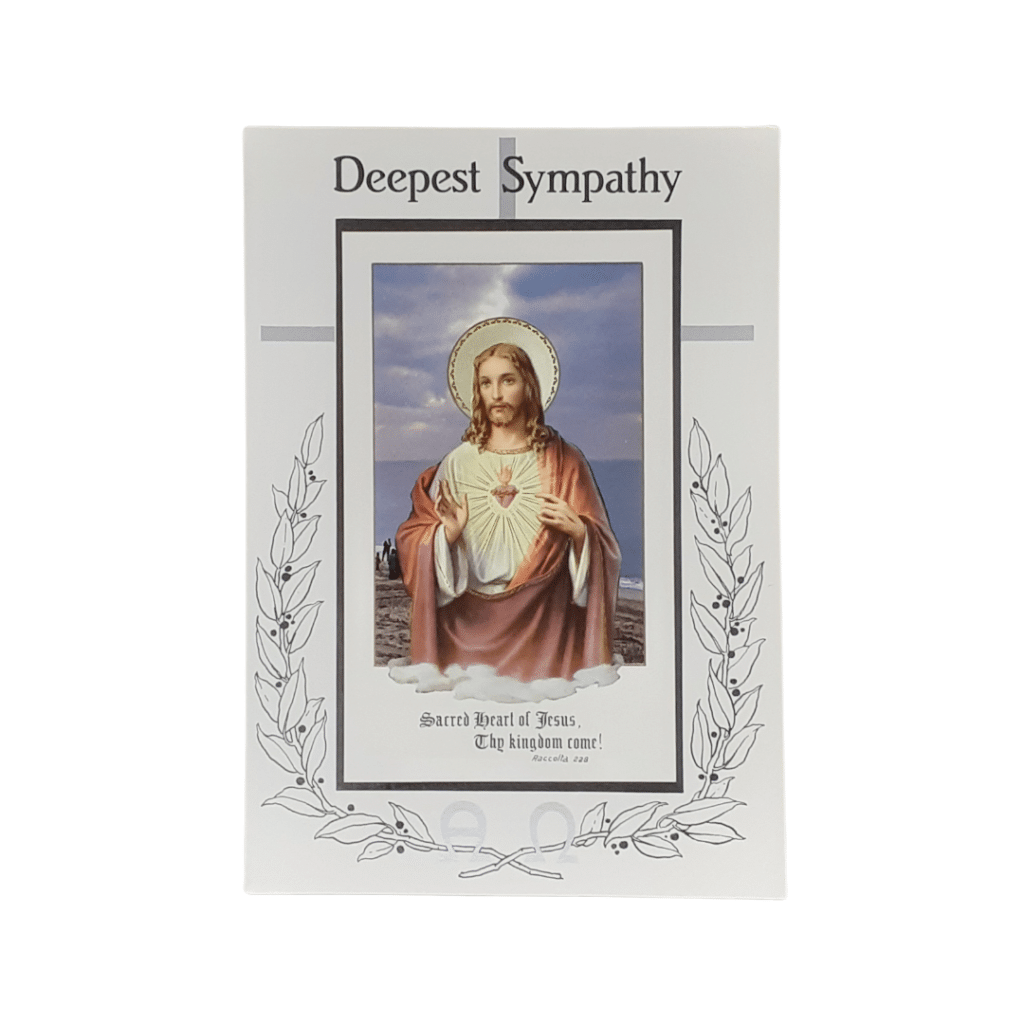 Deepest Sympathy Mass Card Jesus Sacred Heart » Catholic Devotions